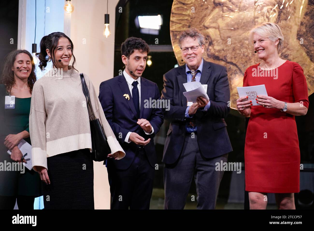 Oslo 20231211.Ali, Kiana and Taghi Rahmani attend the opening of the ...