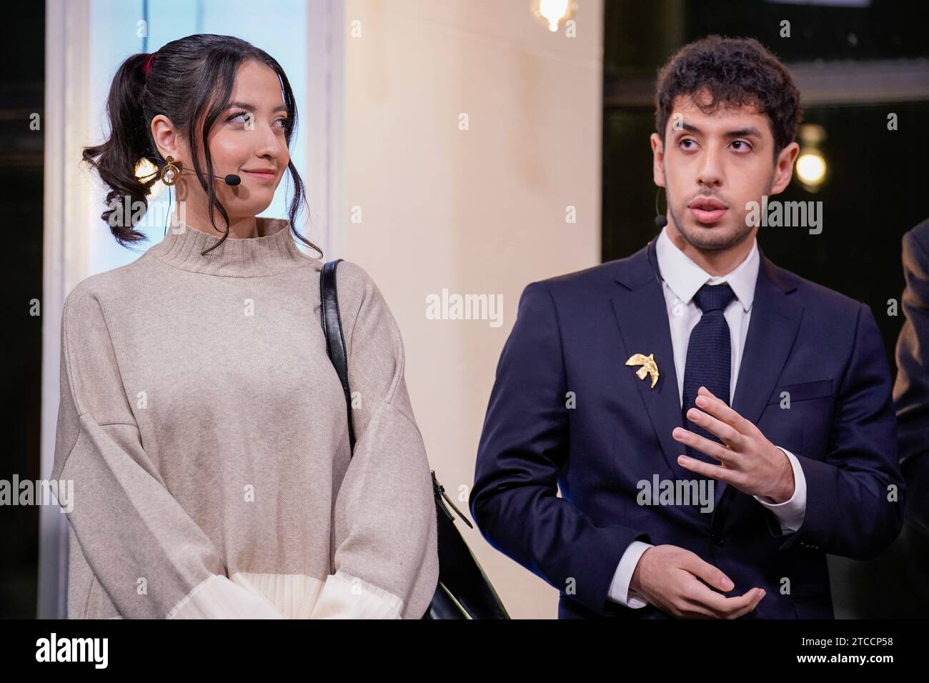 Oslo 20231211.Kiana and Ali Rahmani attend the opening of the peace ...