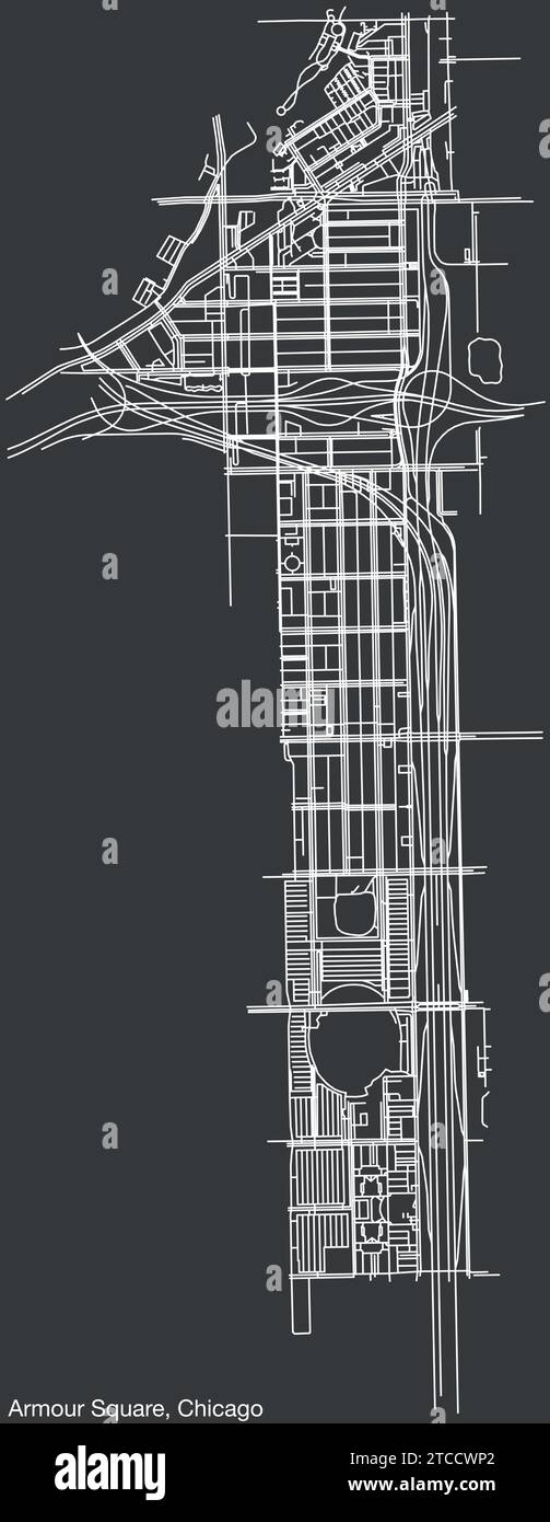 Street roads map of the ARMOUR SQUARE COMMUNITY AREA, CHICAGO Stock ...
