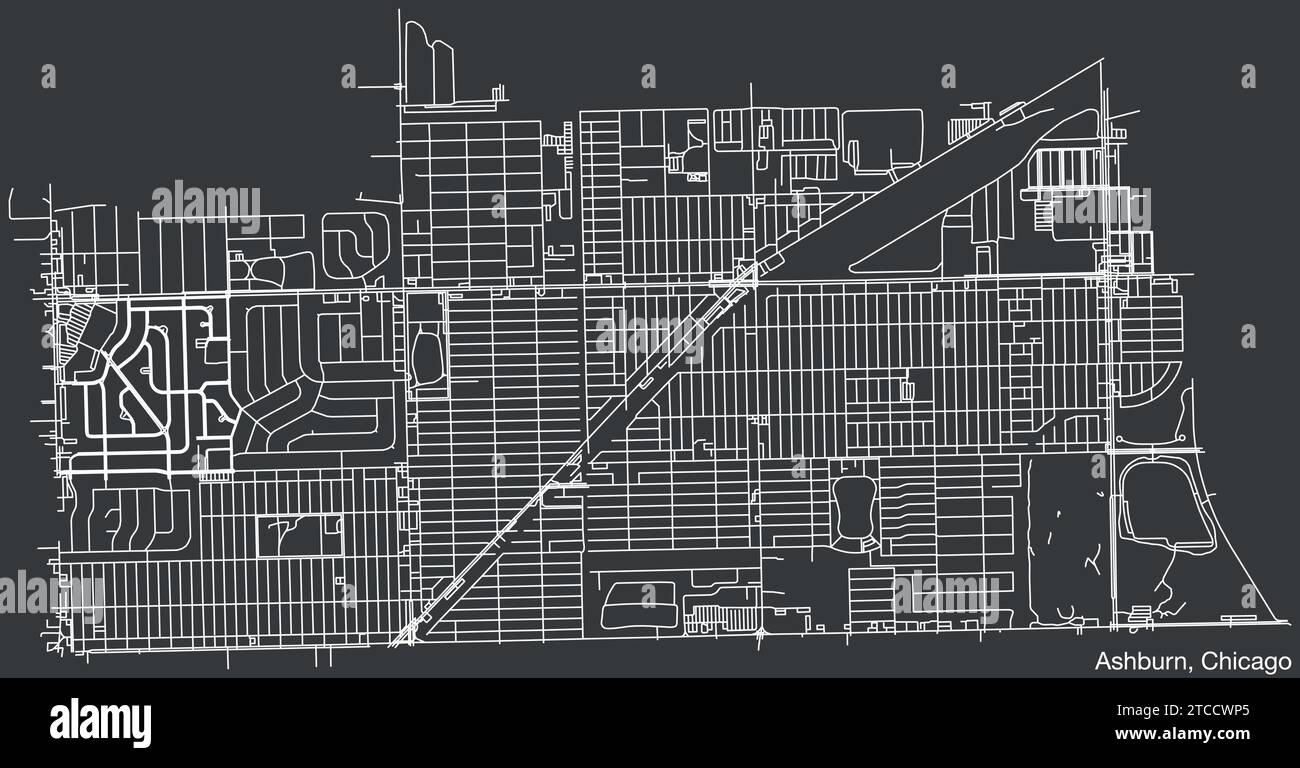 Street roads map of the ASHBURN COMMUNITY AREA, CHICAGO Stock Vector ...