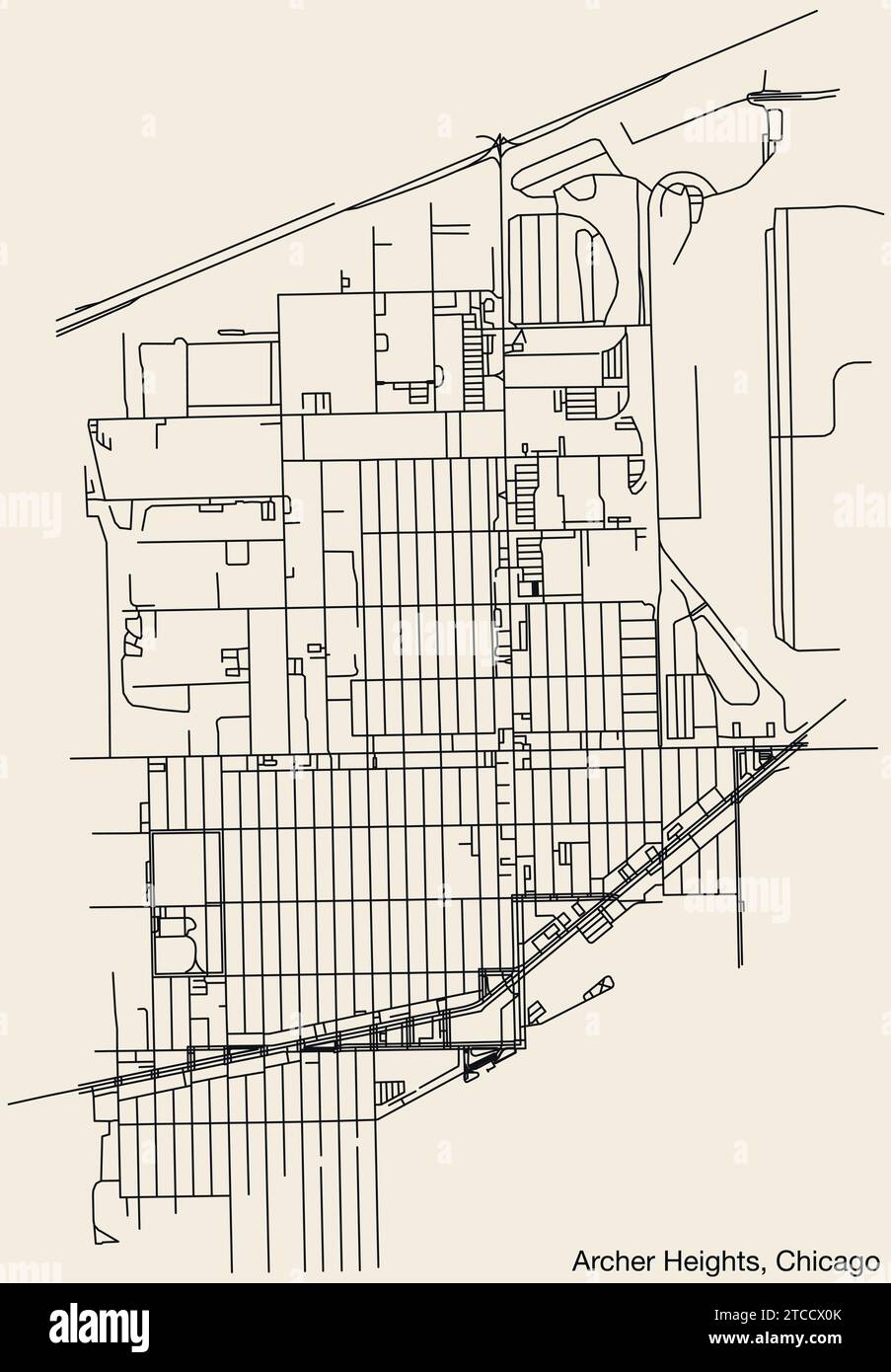 Street roads map of the ARCHER HEIGHTS COMMUNITY AREA, CHICAGO Stock ...