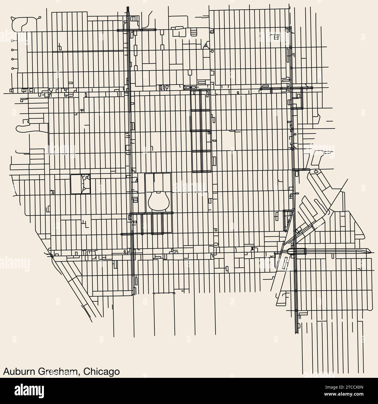 Street roads map of the AUBURN GRESHAM COMMUNITY AREA, CHICAGO Stock ...