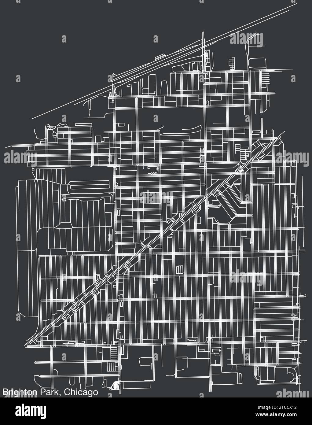 Street roads map of the BRIGHTON PARK COMMUNITY AREA, CHICAGO Stock ...