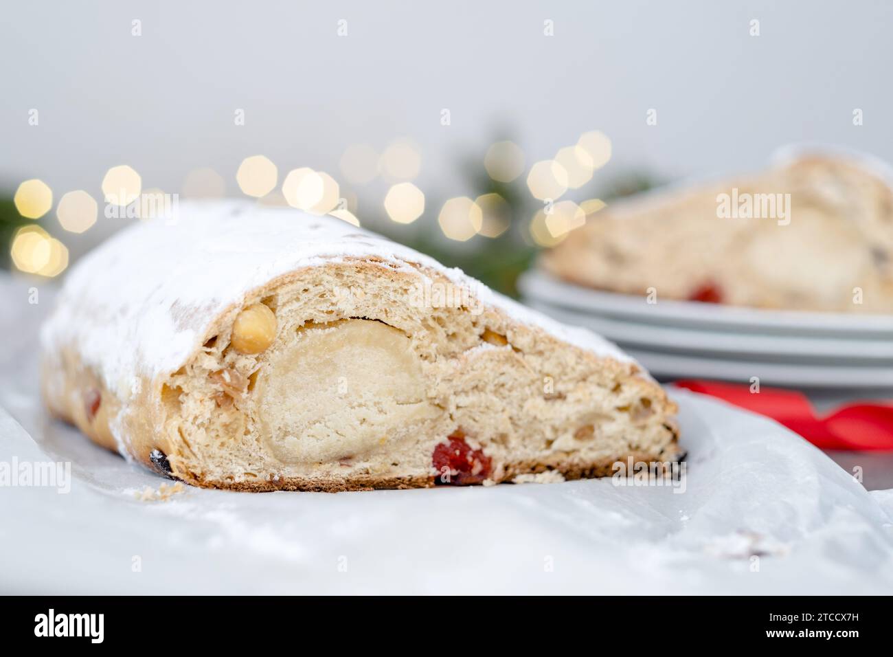 Christmas Stollen Traditional festive pastry dessert with Christmas ...