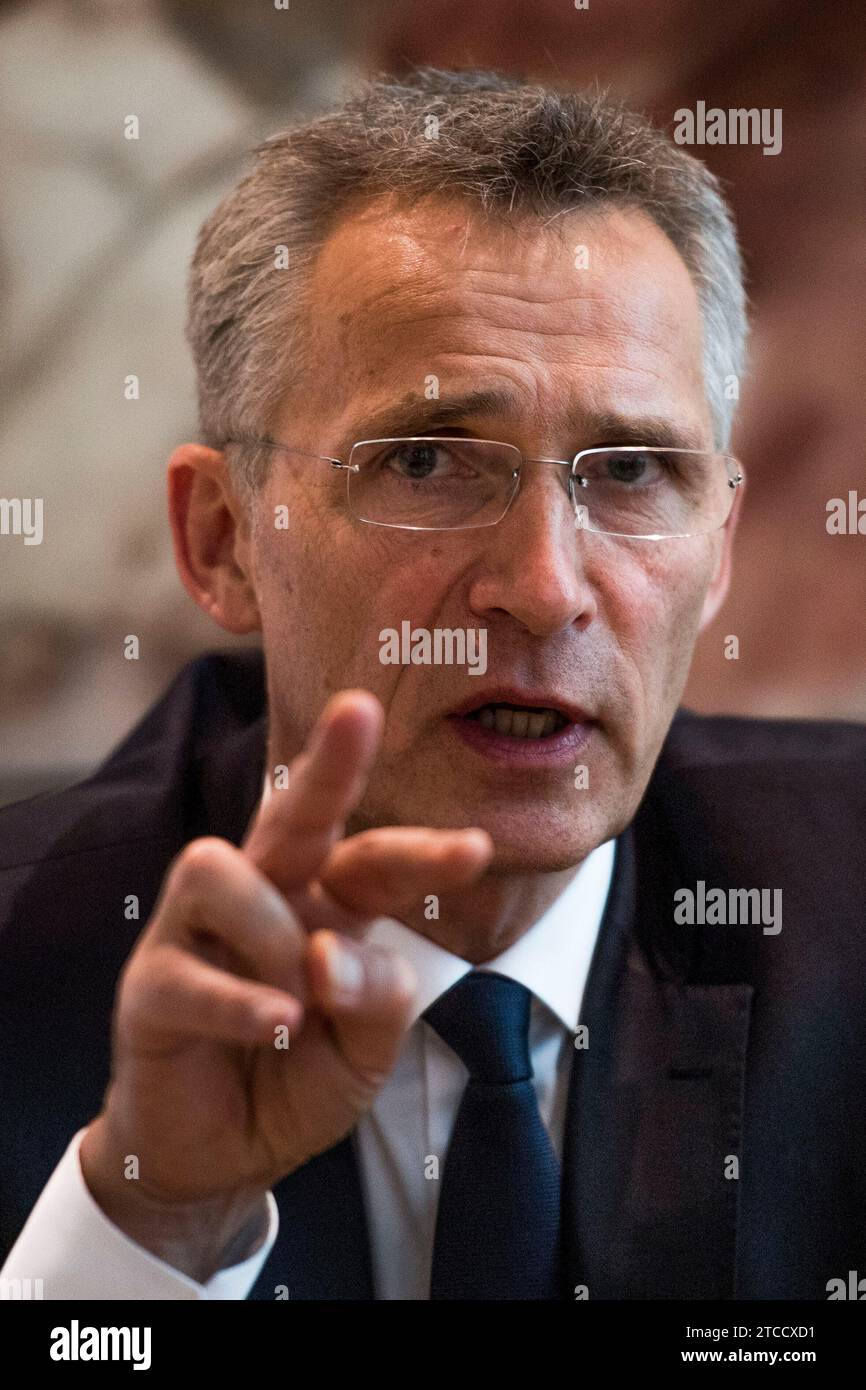 Madrid, 07/03/2018. Interview with the Secretary General of NATO, Jens ...