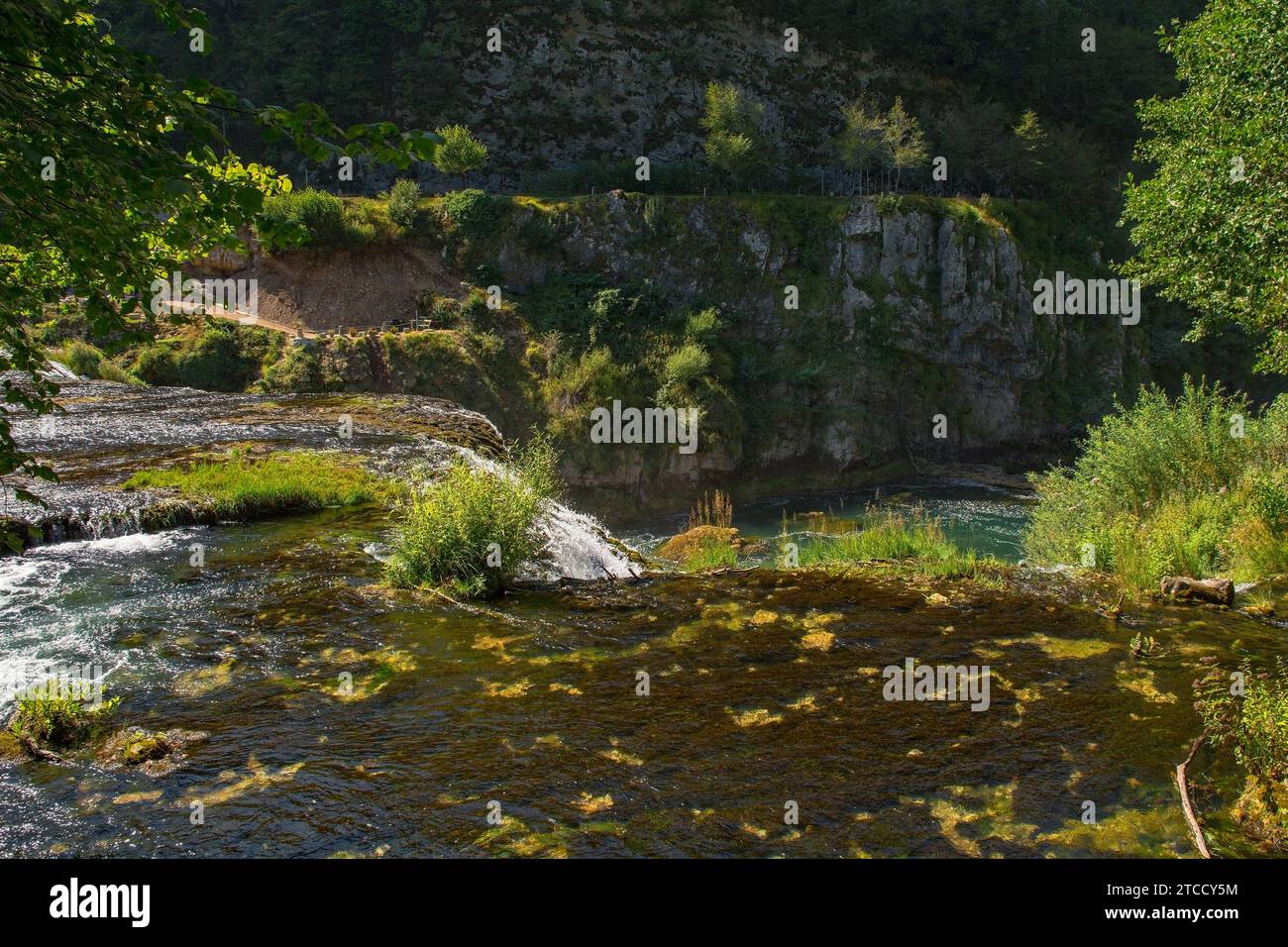 The River Una flowing over the top of Strbacki Buk, a terraced ...