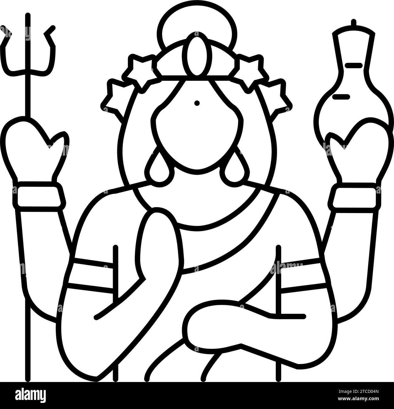 Mohini God Indian Line Icon Vector Illustration Stock Vector Image