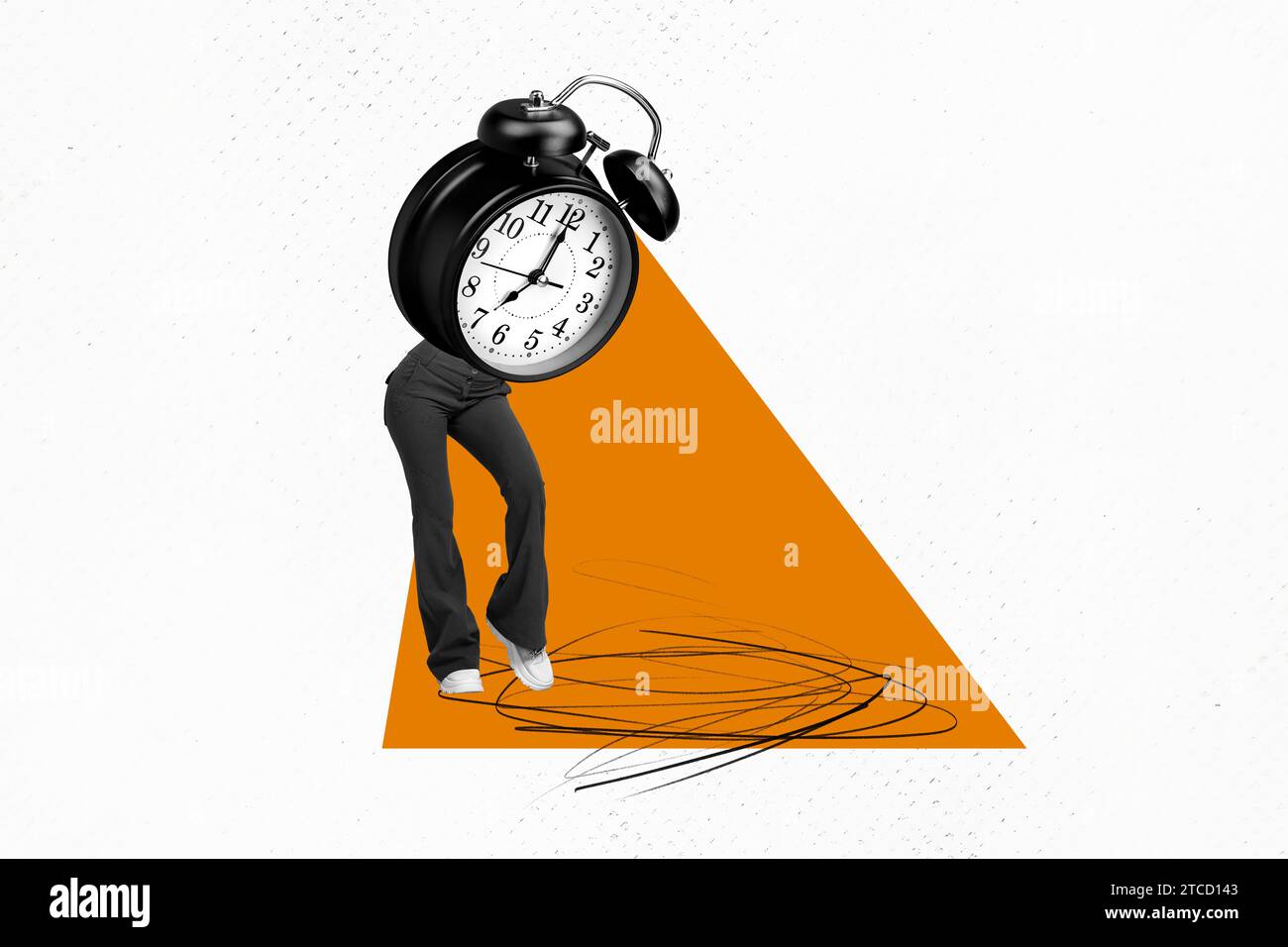 Creative drawing collage picture of funny female clock instead head ...