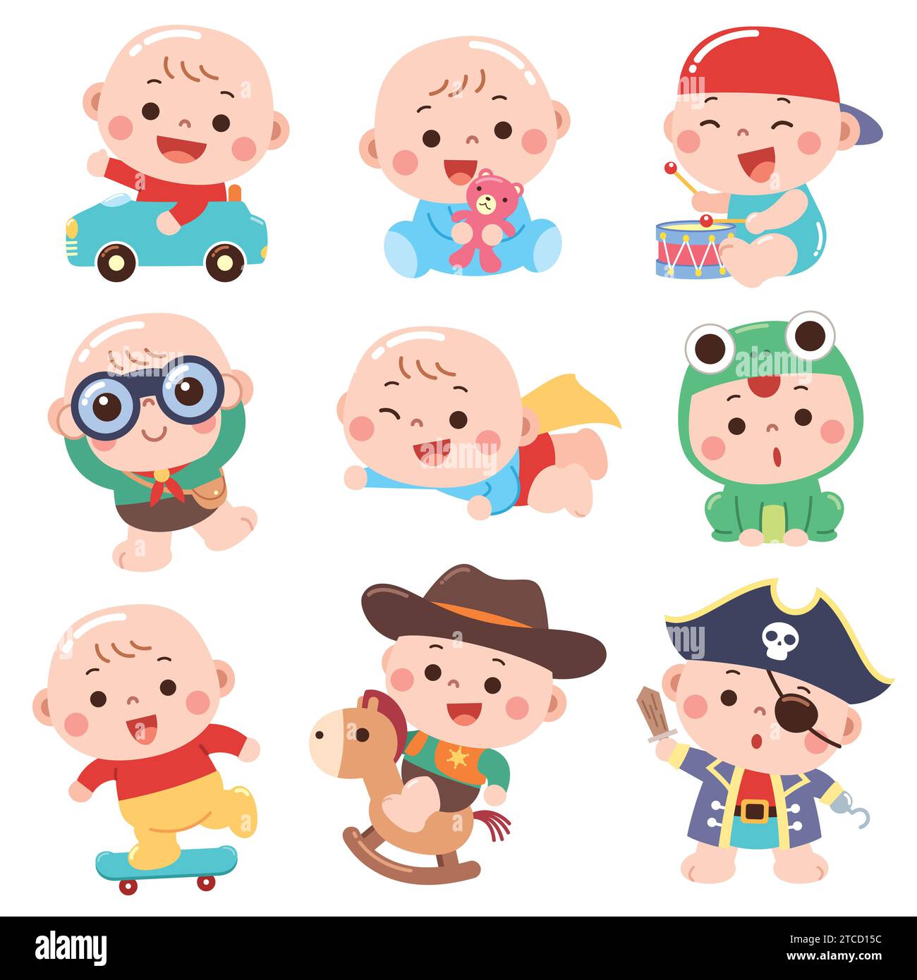 A charming and colorful cartoon-style illustration featuring babies ...