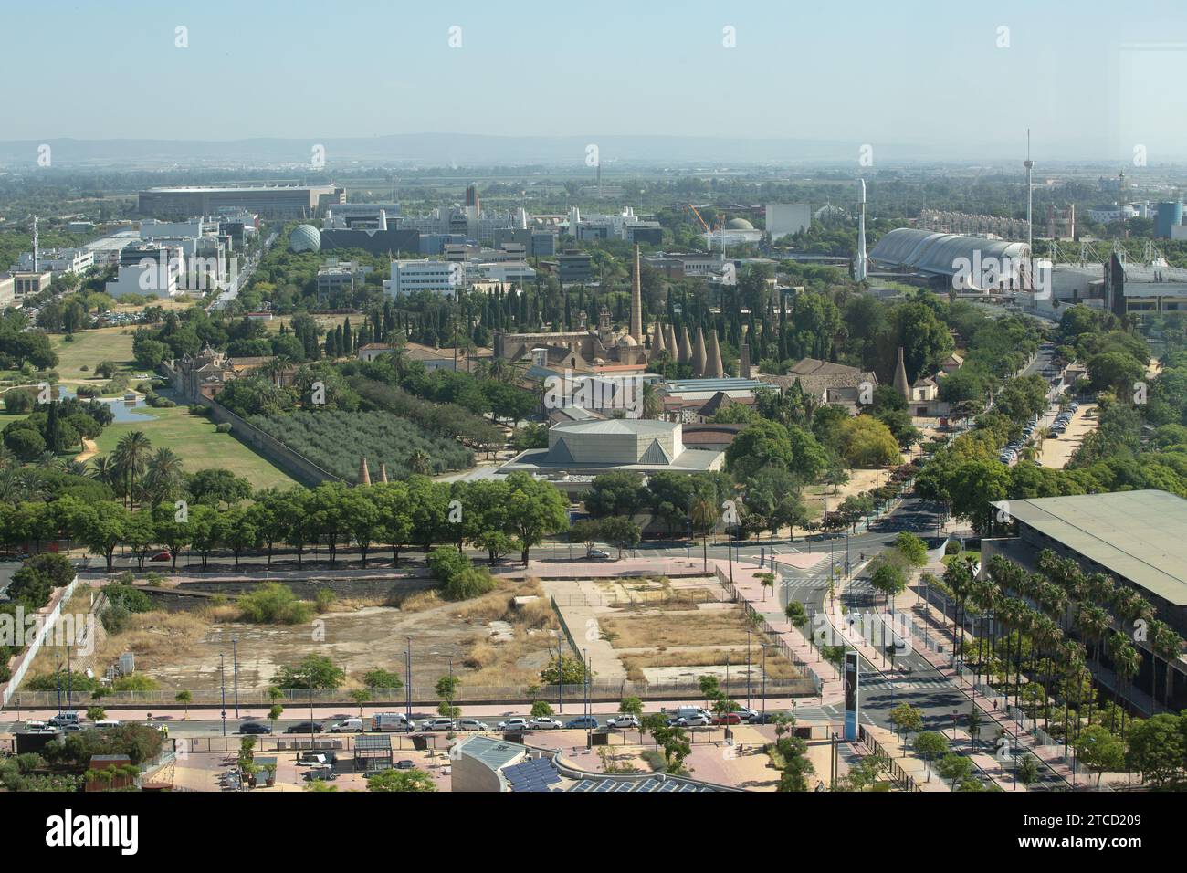 Seville, 07/06/2018. Aerial view of the charterhouse from Seville tower ...
