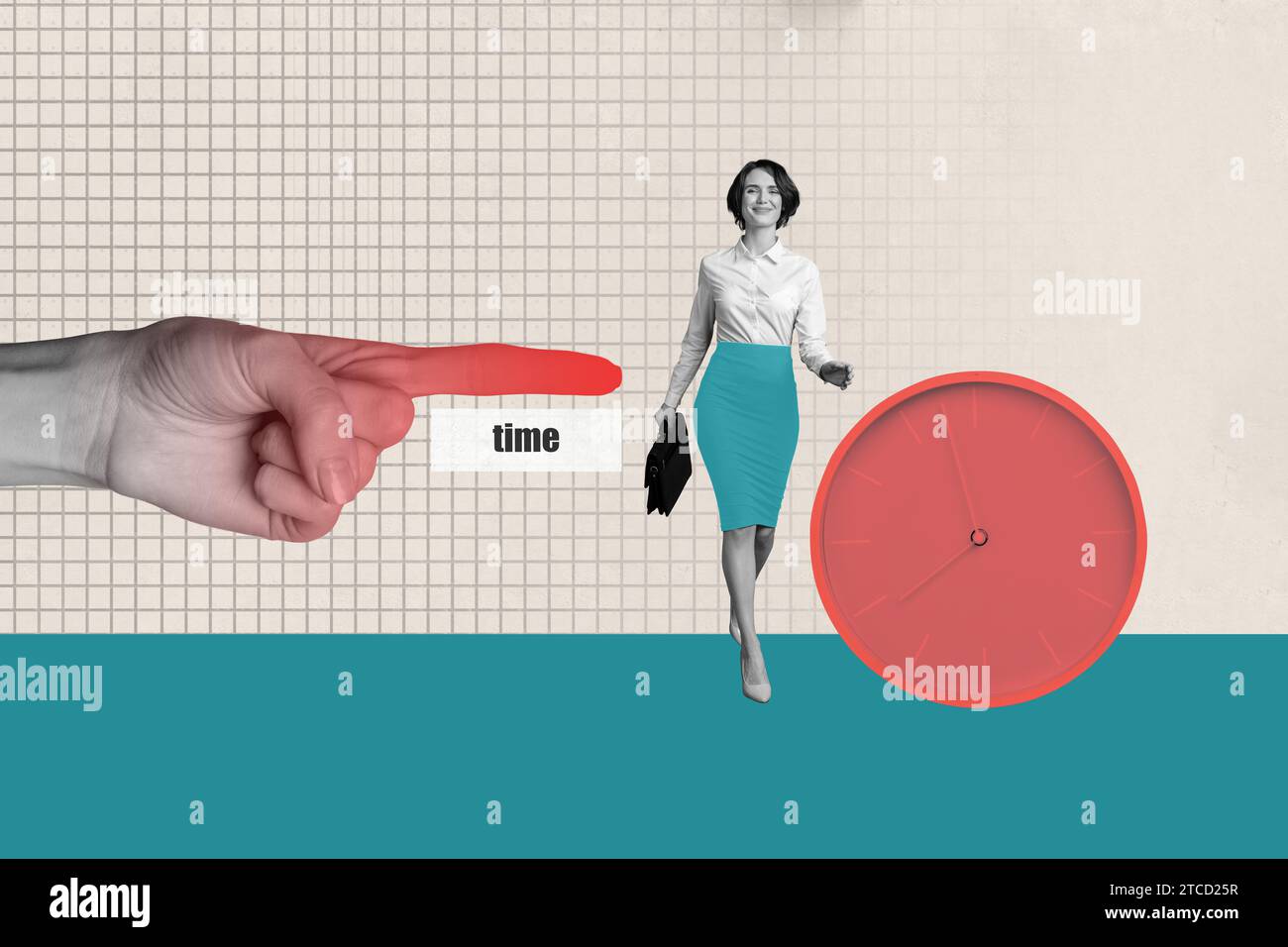 Illustration creative collage poster young cheerful positive ...