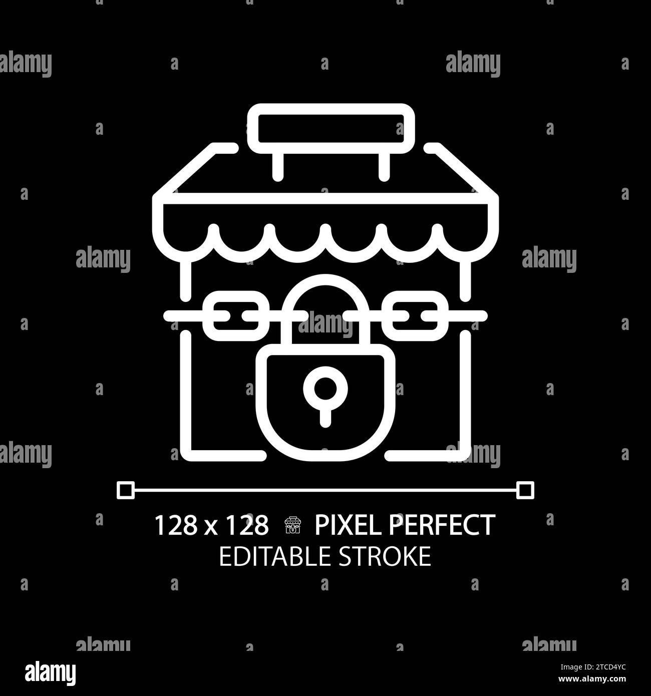 2D thin linear pixel perfect simple white closed shop icon Stock Vector ... 2D thin linear pixel perfect simple white closed shop icon Stock Vector ...