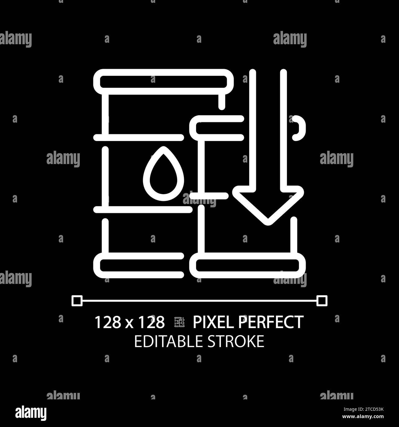 2D thin line pixel perfect white falling oil prices icon Stock Vector ...