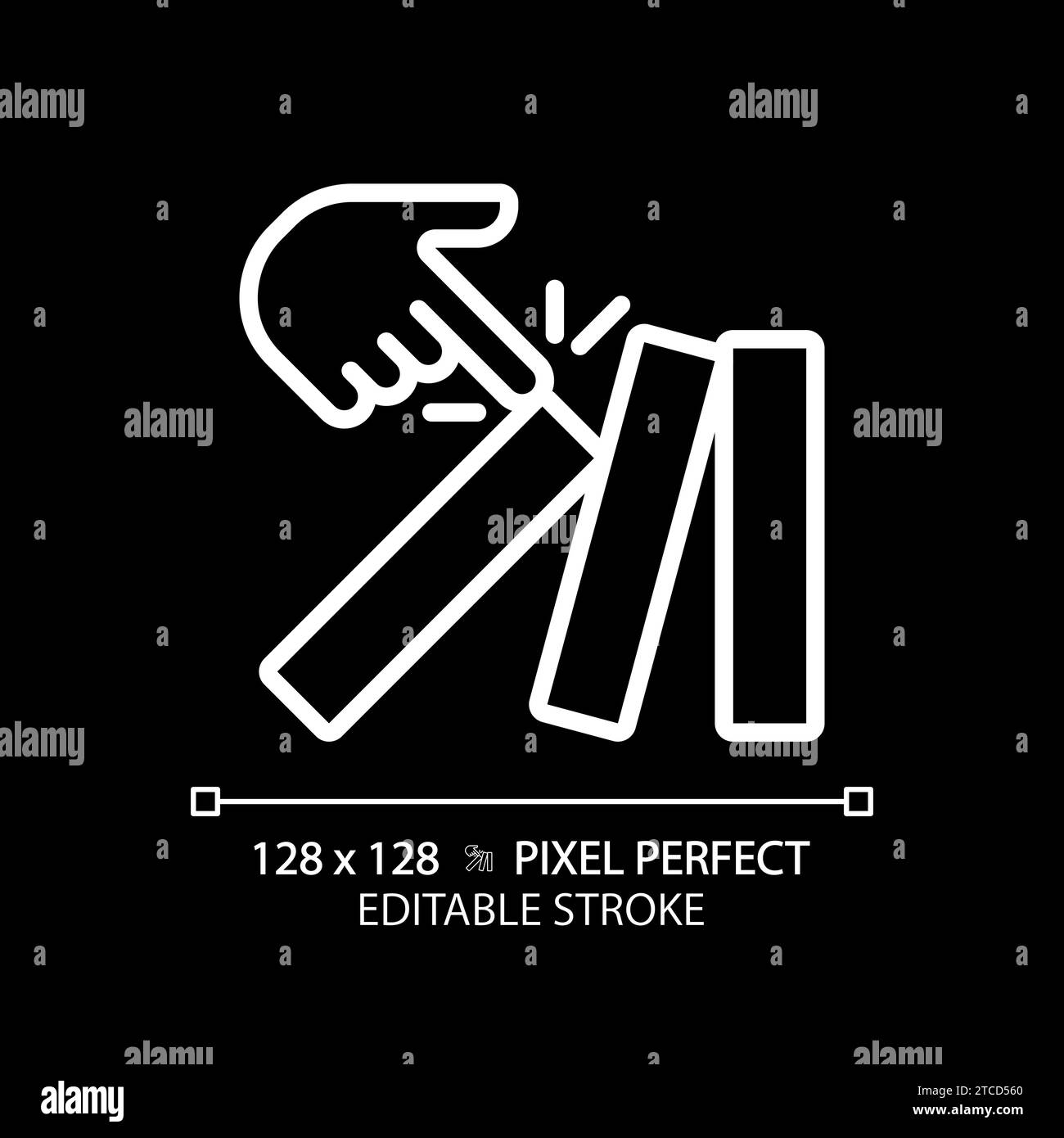 2D thin linear pixel perfect white tumbling dominoes icon Stock Vector ...