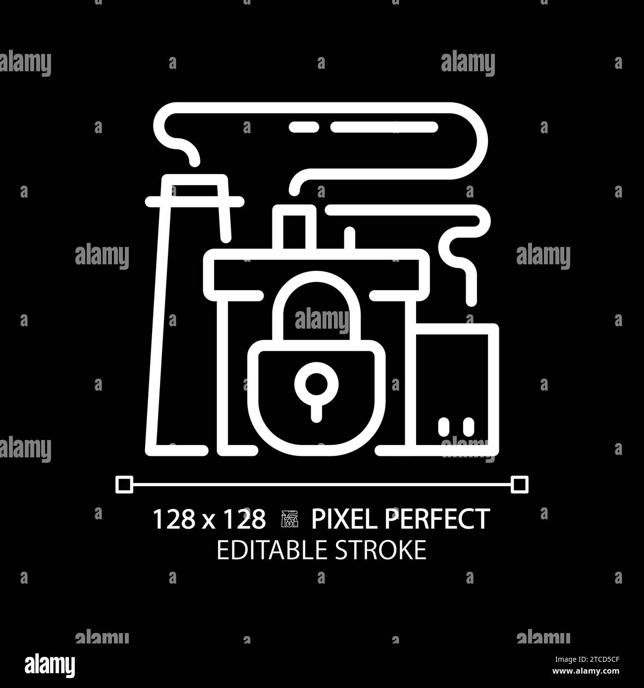 2D thin linear pixel perfect simple white closed factory icon Stock ... 2D thin linear pixel perfect simple white closed factory icon Stock ...