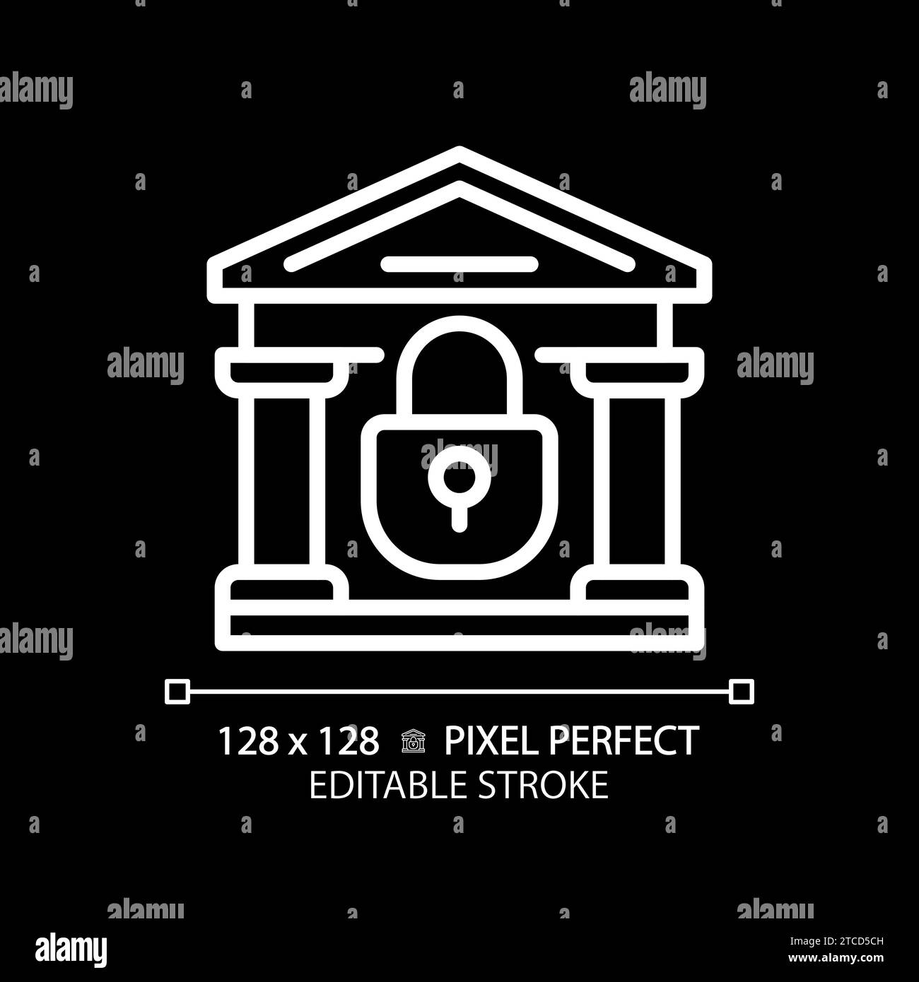 2D thin linear pixel perfect simple white closed bank icon Stock Vector ... 2D thin linear pixel perfect simple white closed bank icon Stock Vector ...