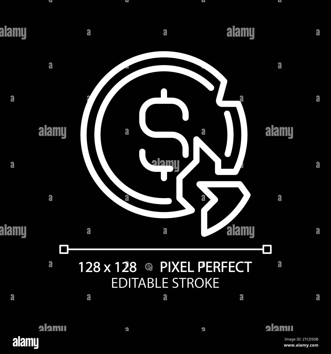 2D thin linear pixel perfect simple white broken coin icon Stock Vector Image & Art - Alamy