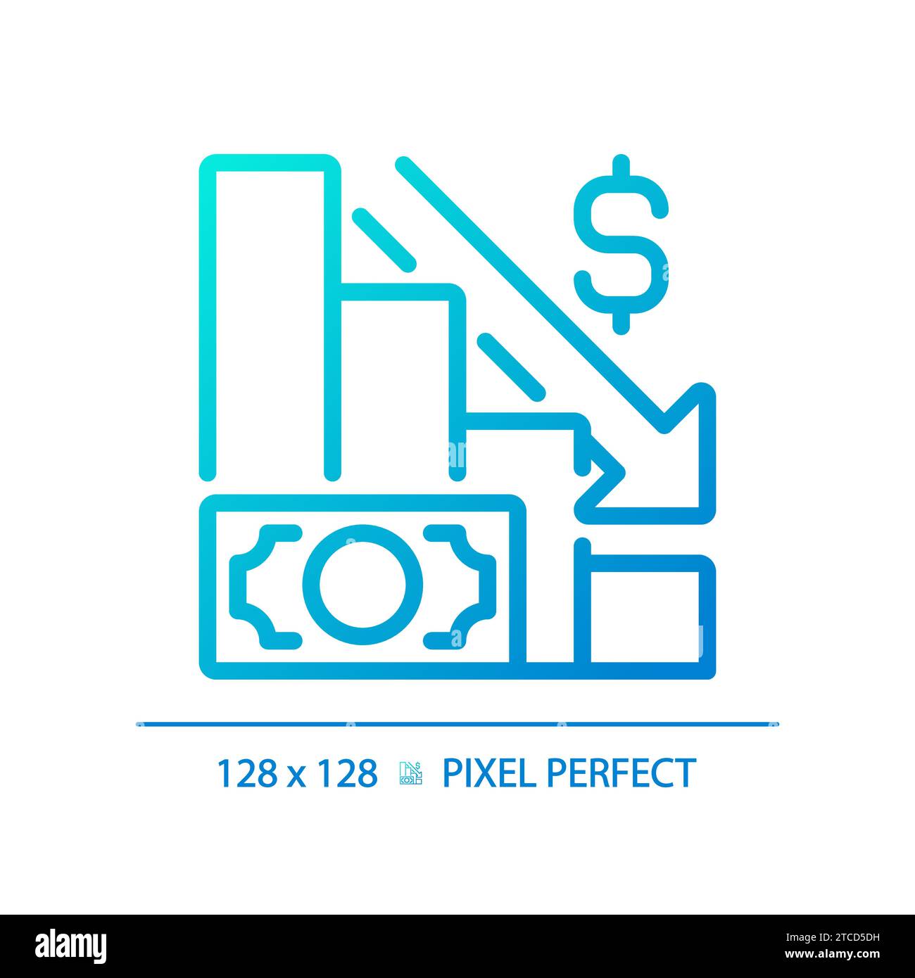 2D thin line pixel perfect gradient economic crisis icon Stock Vector Image & Art - Alamy