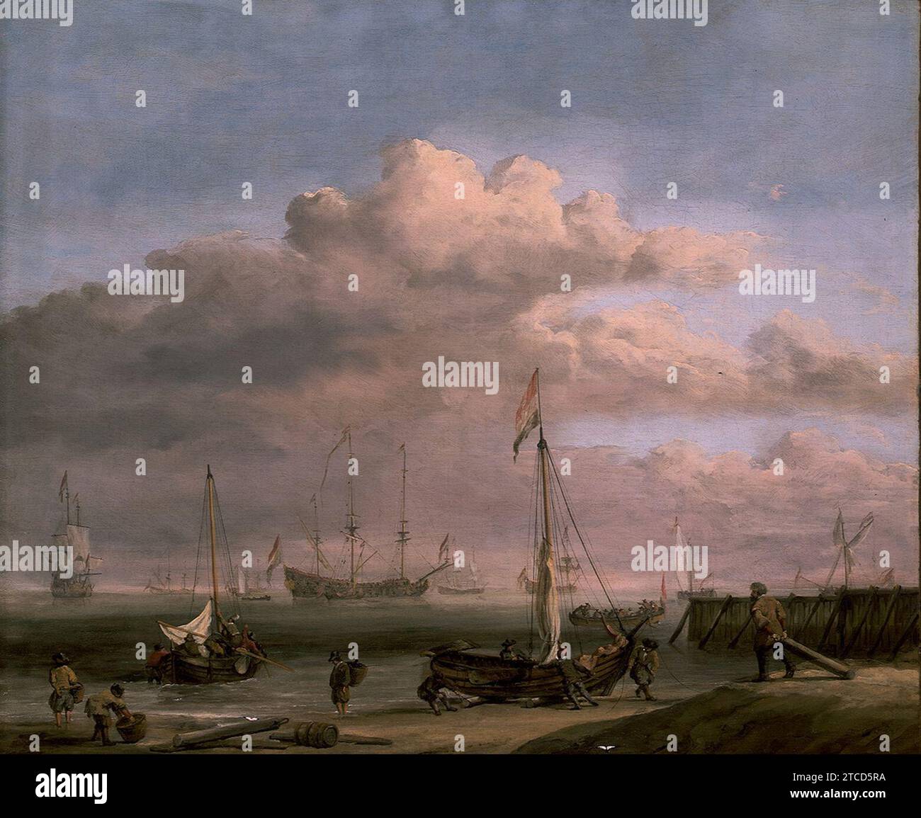 Willem van de Velde de Jonge - De Nederlandse kust met een Weyschuit ...