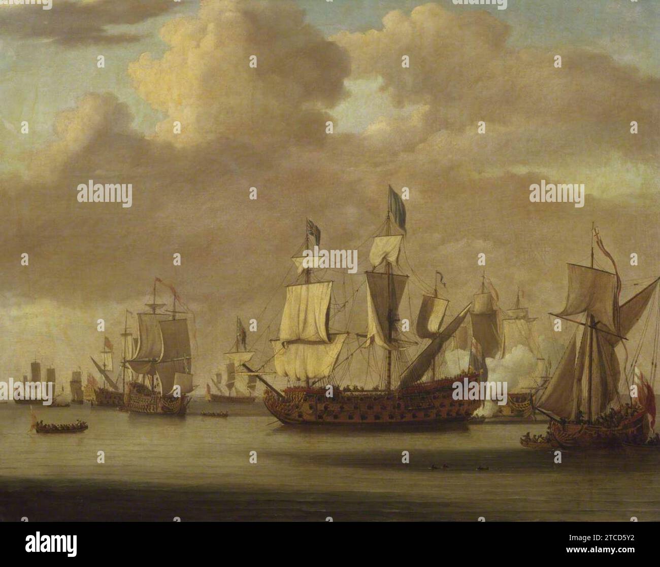 Willem van de Velde I (1611-1693) - Calm, HMS ‘Royal James’, a Royal ...