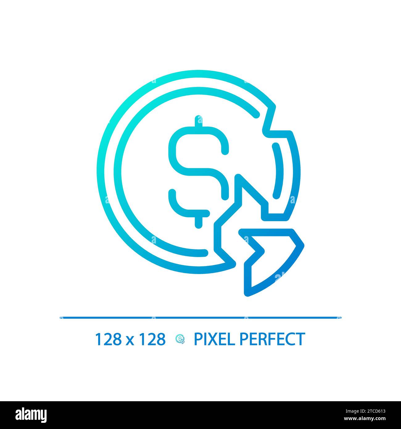 2D thin linear pixel perfect gradient broken coin icon Stock Vector Image & Art - Alamy