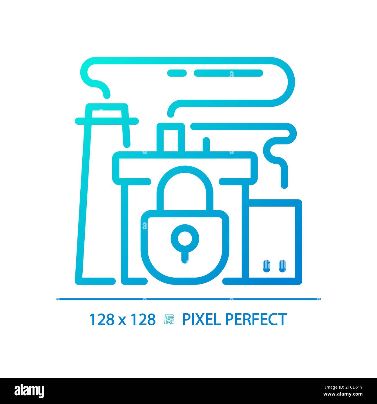 2D thin linear pixel perfect gradient closed factory icon Stock Vector Image & Art - Alamy