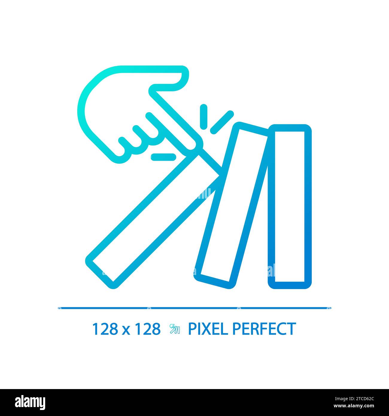 2D thin linear pixel perfect gradient tumbling dominoes icon Stock Vector Image & Art - Alamy