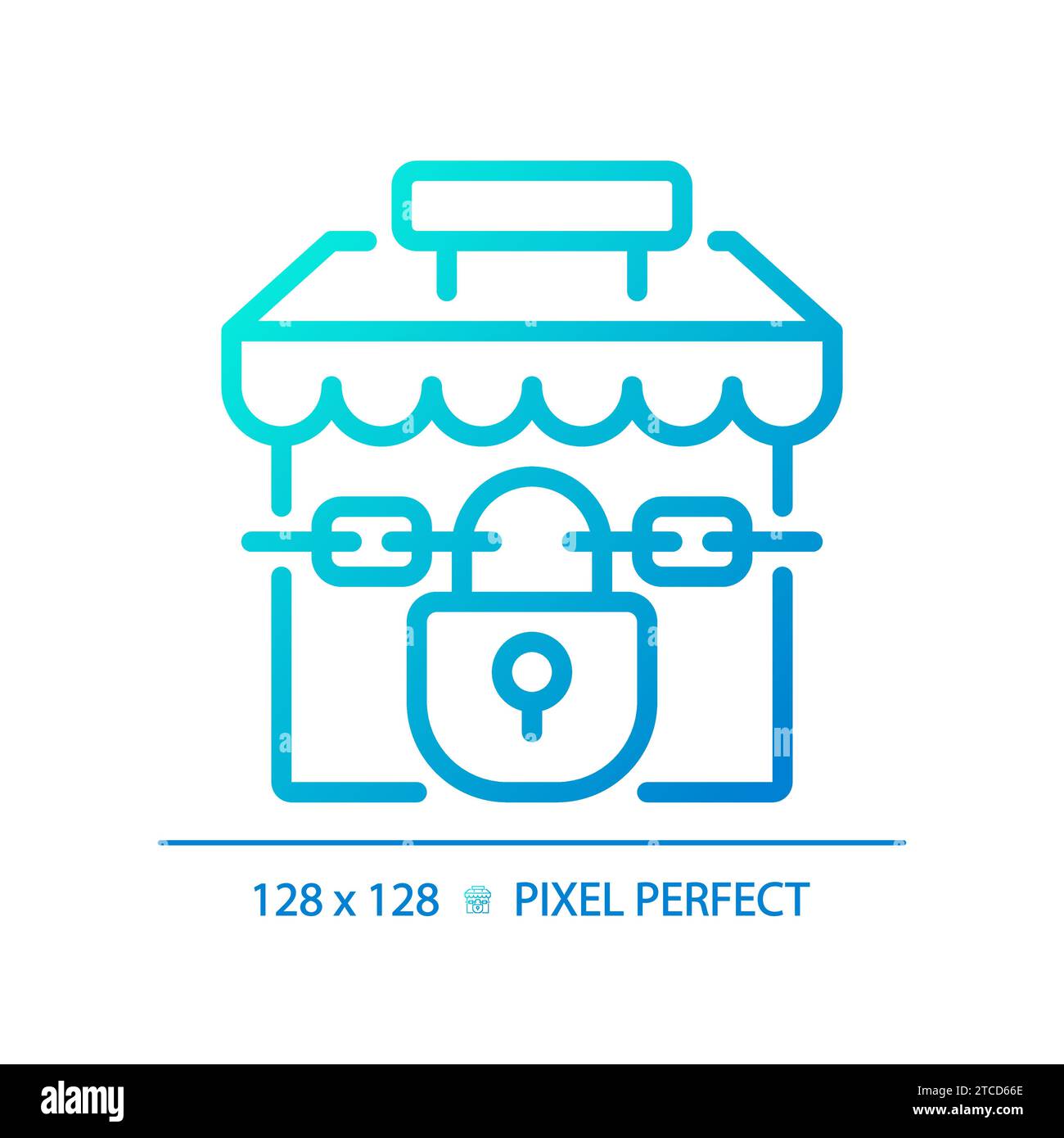 2D thin line pixel perfect simple gradient closed shop icon Stock Vector Image & Art - Alamy