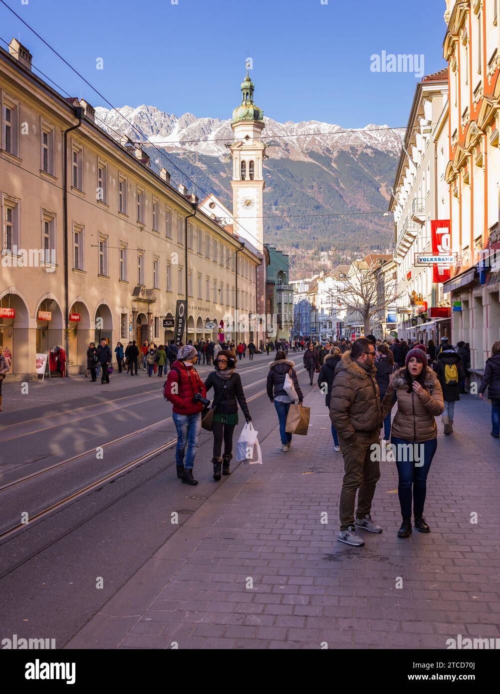 Austria. State of Tyrol. City of Innsbruck. Tourists walking in the ...