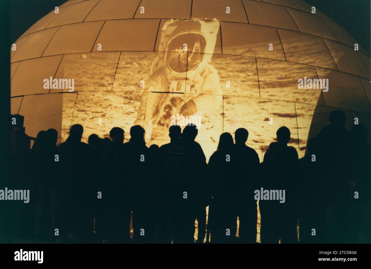 Madrid, 10/02/1998. Visual montage on the Planetarium building showing ...