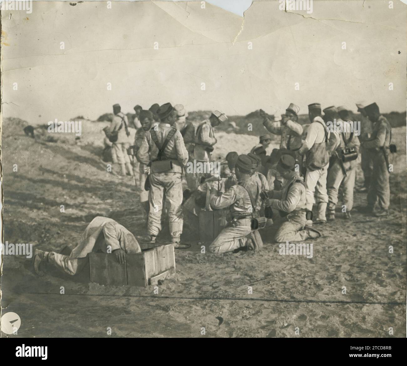 Moroccan War. Melilla Campaign, 1909. Construction by engineers of ...