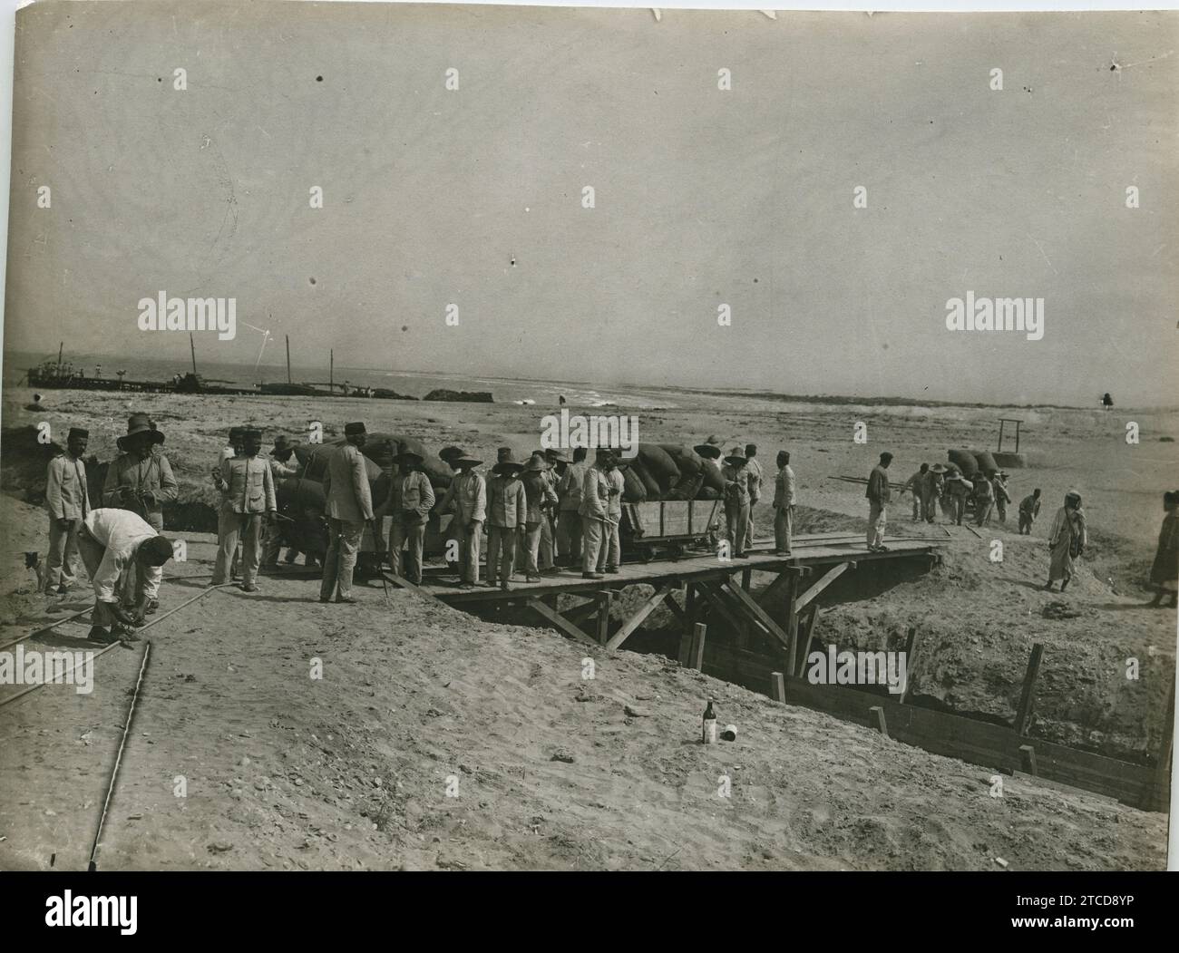 Melilla, 1909. Moroccan War. Bridge over the canal to facilitate ...