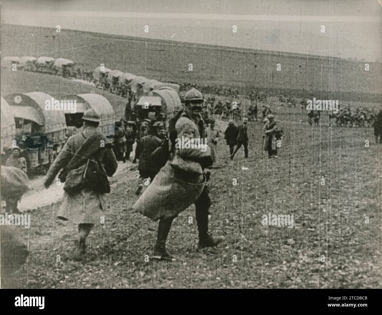Verdun (France), 1916. Withdrawal of French troops in Verdun. Credit ...