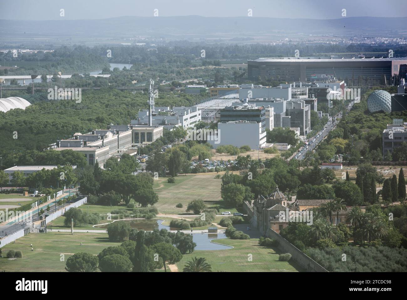 Seville, 07/06/2018. Aerial view of the charterhouse from Seville tower ...