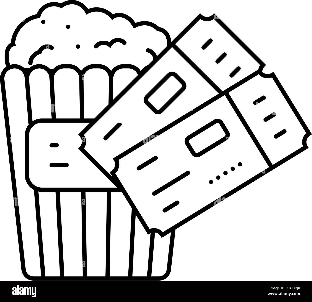 popcorn tickets cinema line icon vector illustration Stock Vector Image ...