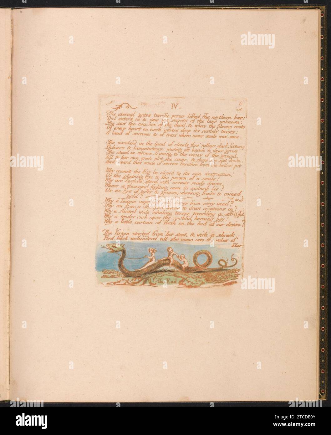 William Blake - The Book of Thel, Plate 8, ''IV. , The eternal gates ...