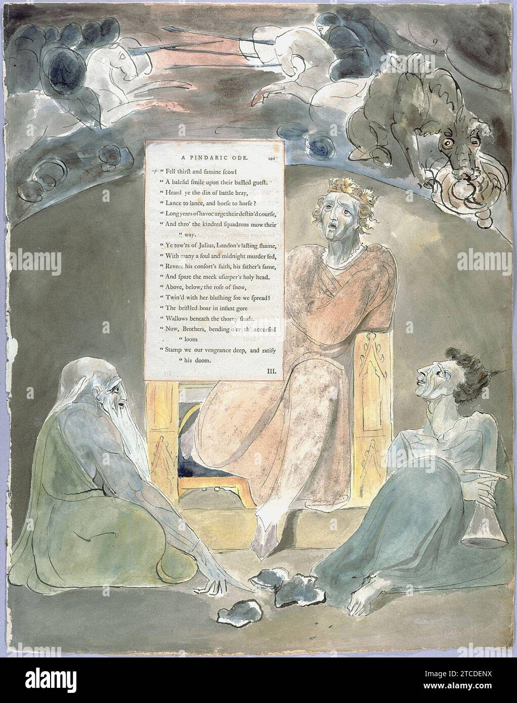 William Blake - The Poems of Thomas Gray, Design 61 The Bard 09 Stock ...