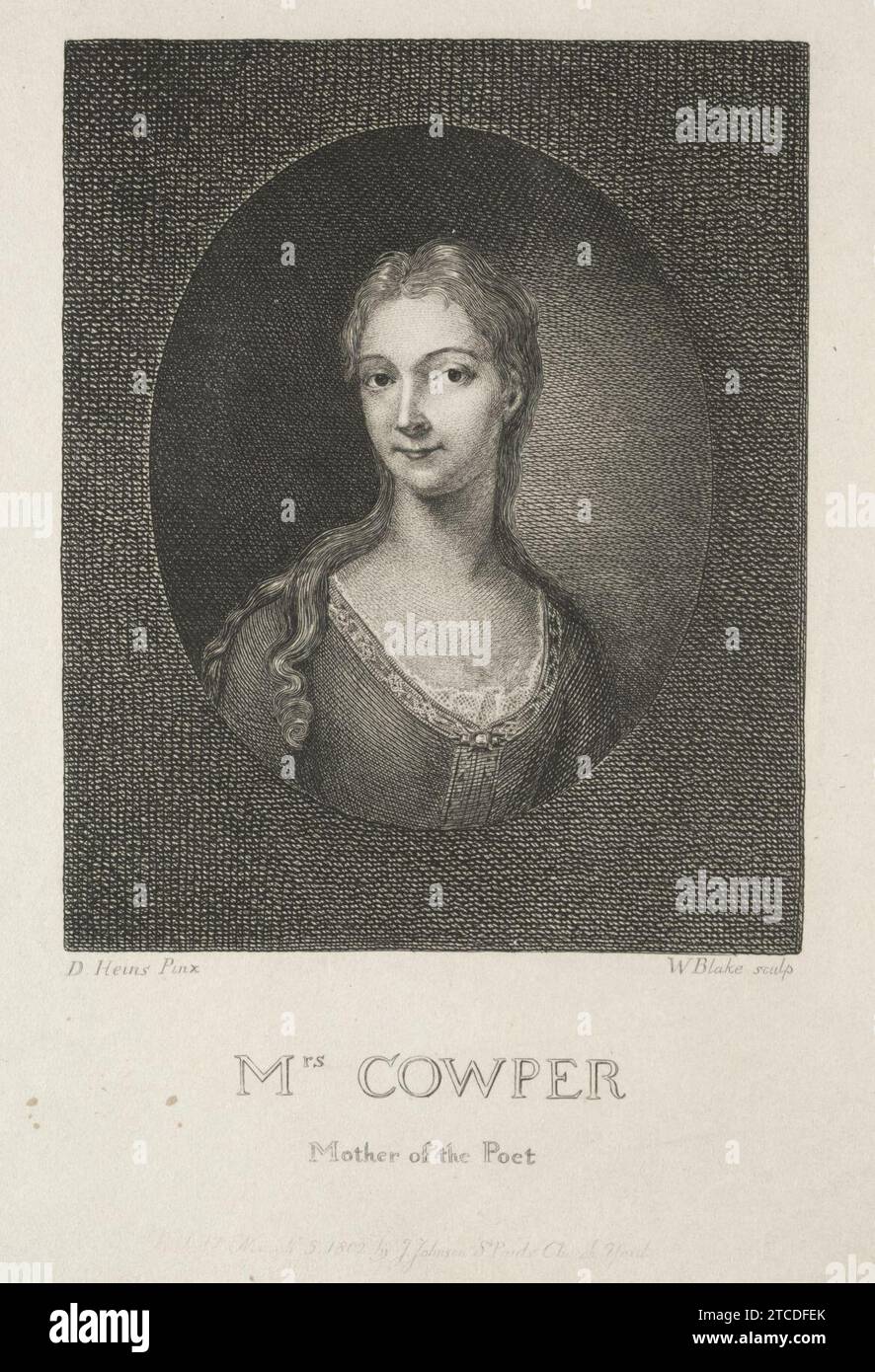 William Blake (British, 1757-1827) - Mrs. Cowper, Mother of the Poet ...