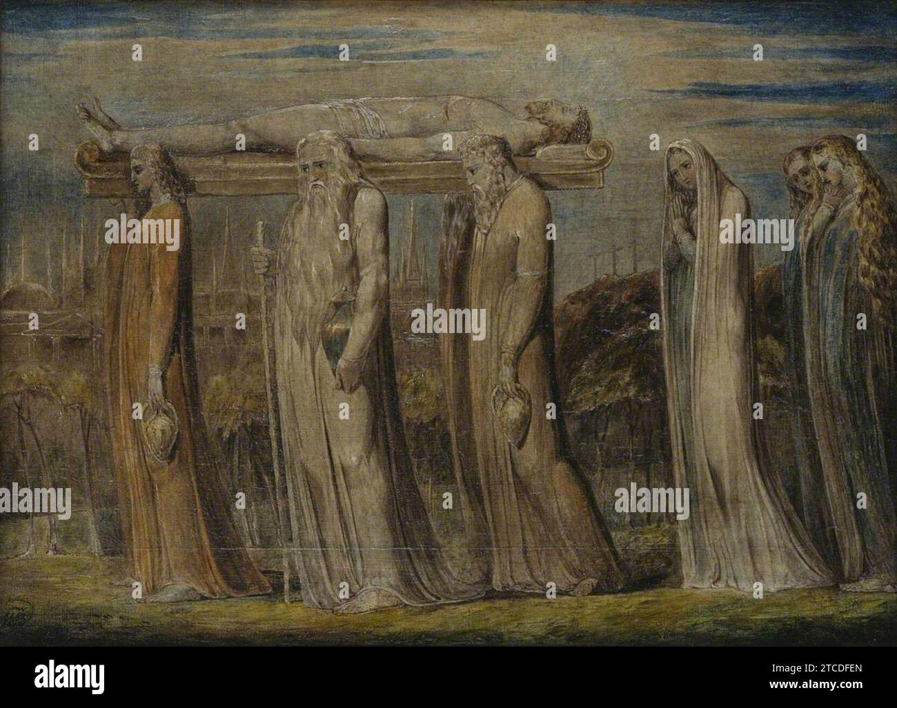 William Blake (1757-1827) - The Body of Christ Borne to the Tomb Stock ...