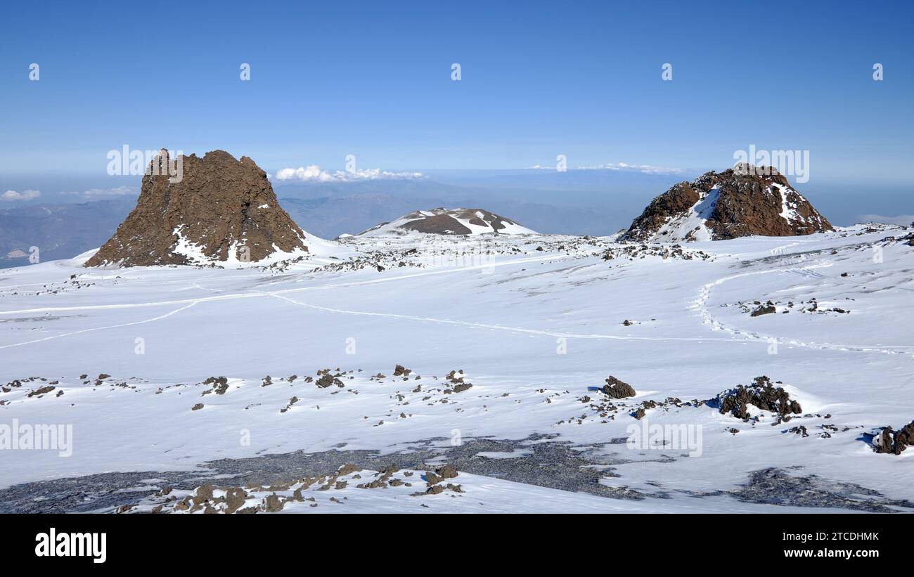 optical illusion of inactive volcano between "I Due Pizzi" or "Frati ...