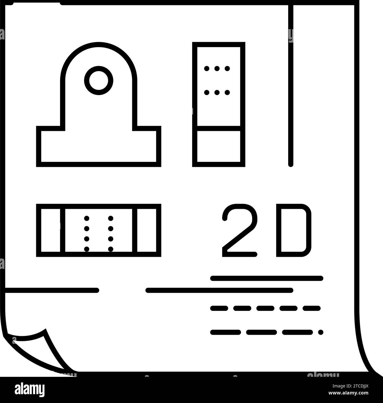 2d drafting architectural drafter line icon vector illustration Stock ...
