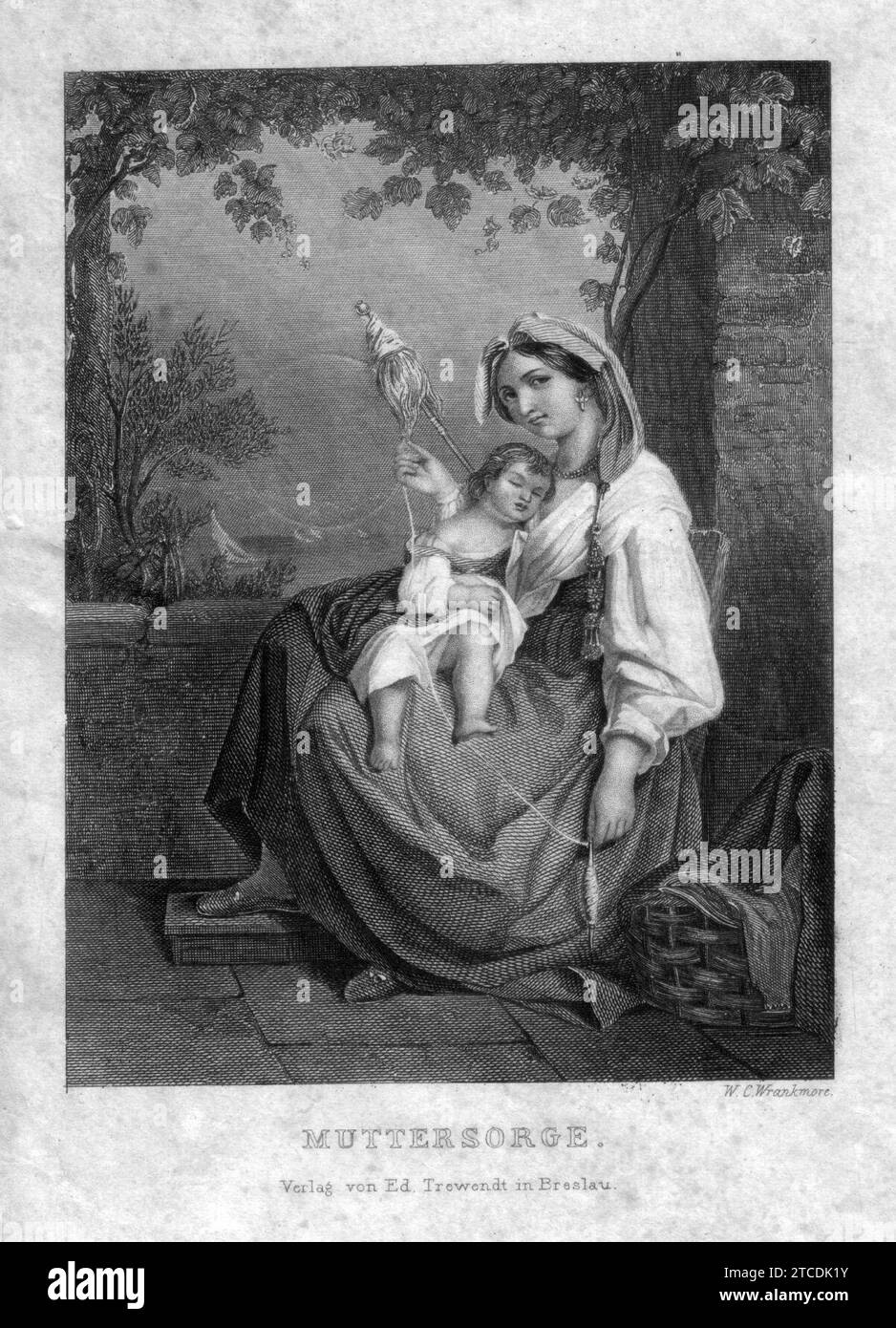 William Colley Wrankmore, Muttersorge, Stahlstich, D2126 Stock Photo ...