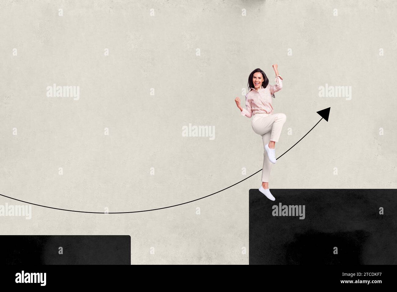 Creative picture banner poster happy delighted young business lady ...