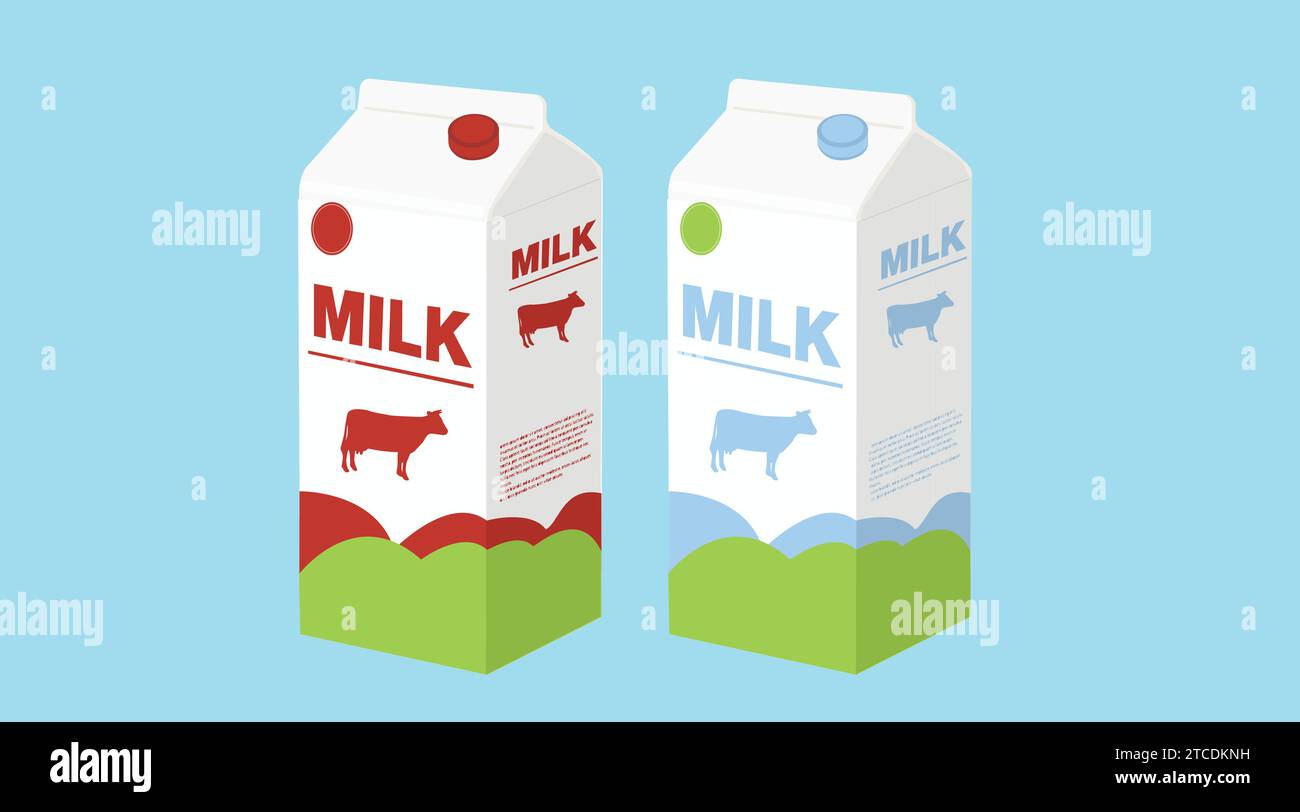 Milk Box Set. Vector isolated editable set of milk boxes illustration ...