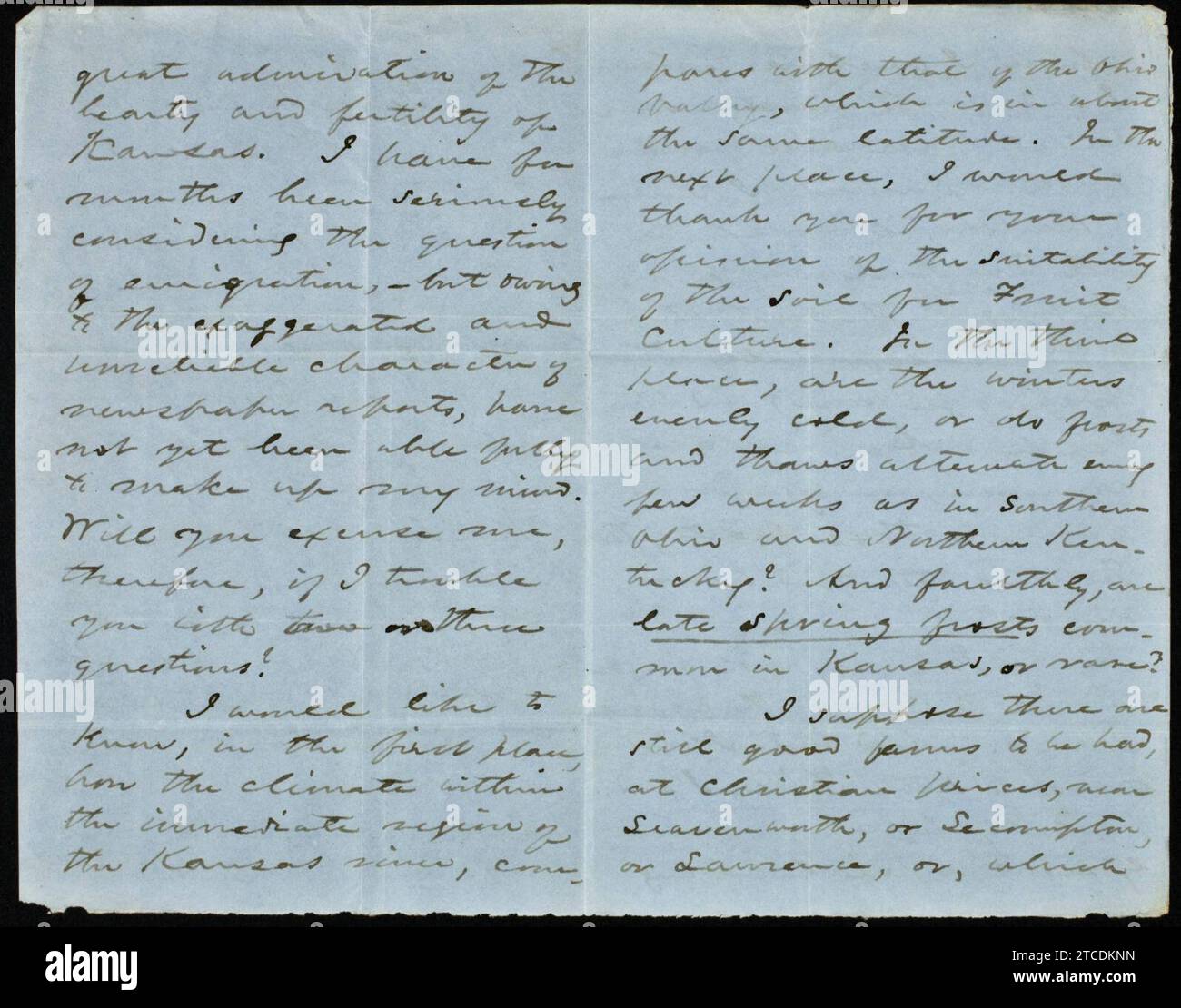 William D. Gallagher letter to Gov. Geary of Kansas, 1857 Stock Photo ...
