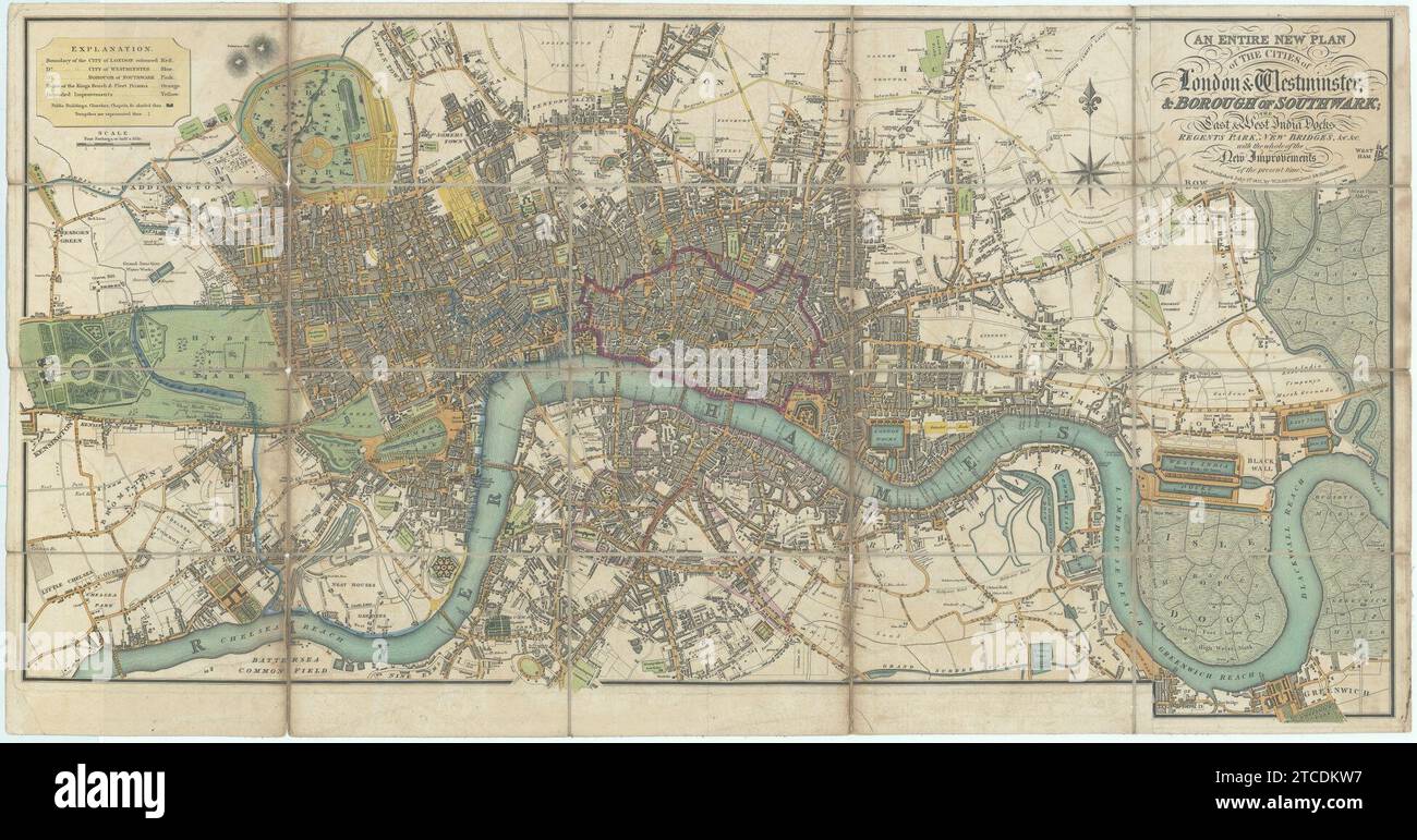 William Darton Plan of London & Westminster 1817 Stock Photo - Alamy