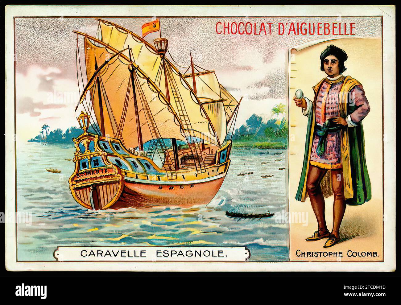 Christopher Columbus, Santa Maria - Vintage Tradecard Stock Photo - Alamy