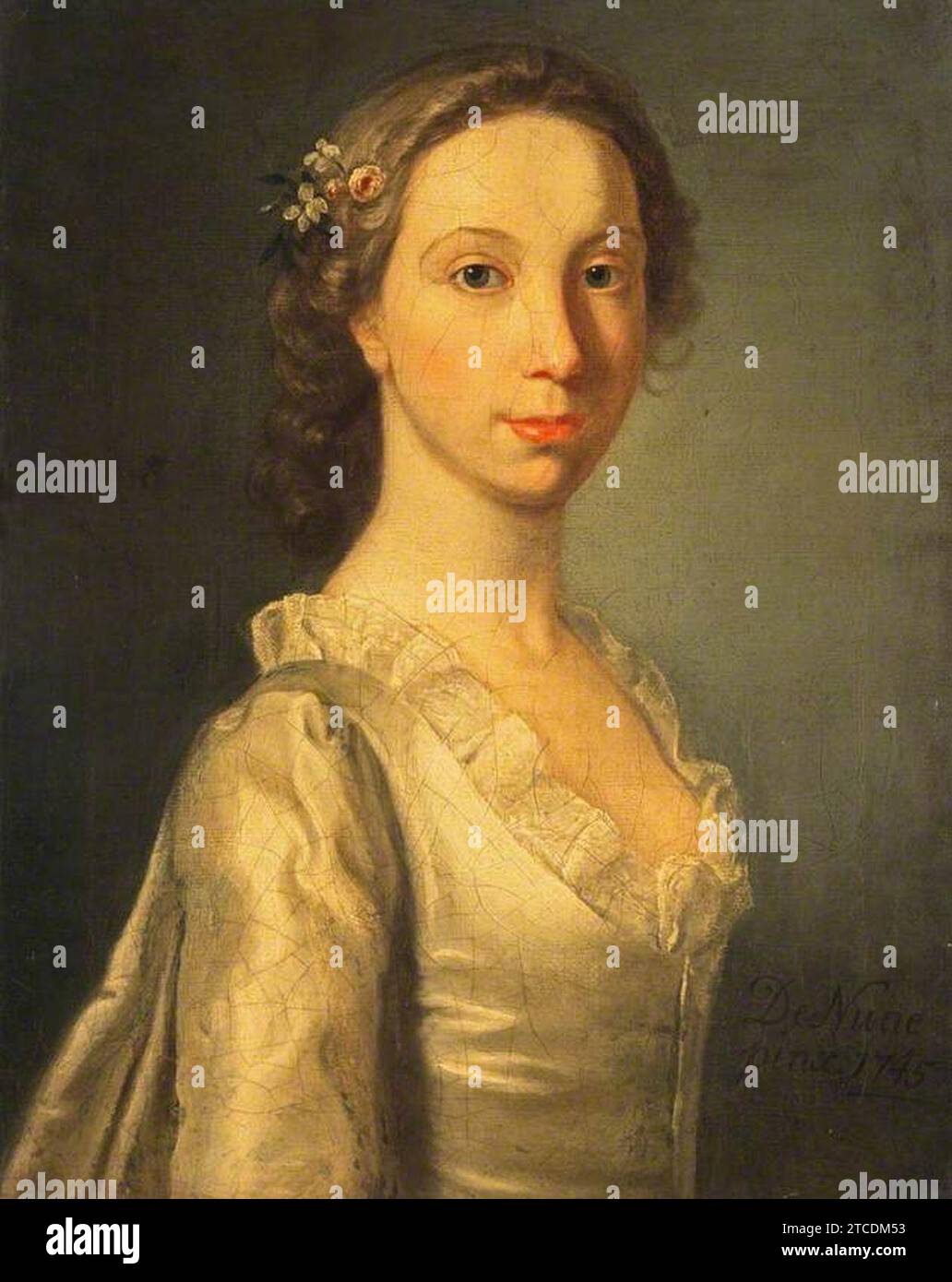 William Denune (c.1712-1750) - Portrait of a Young Lady Stock Photo - Alamy