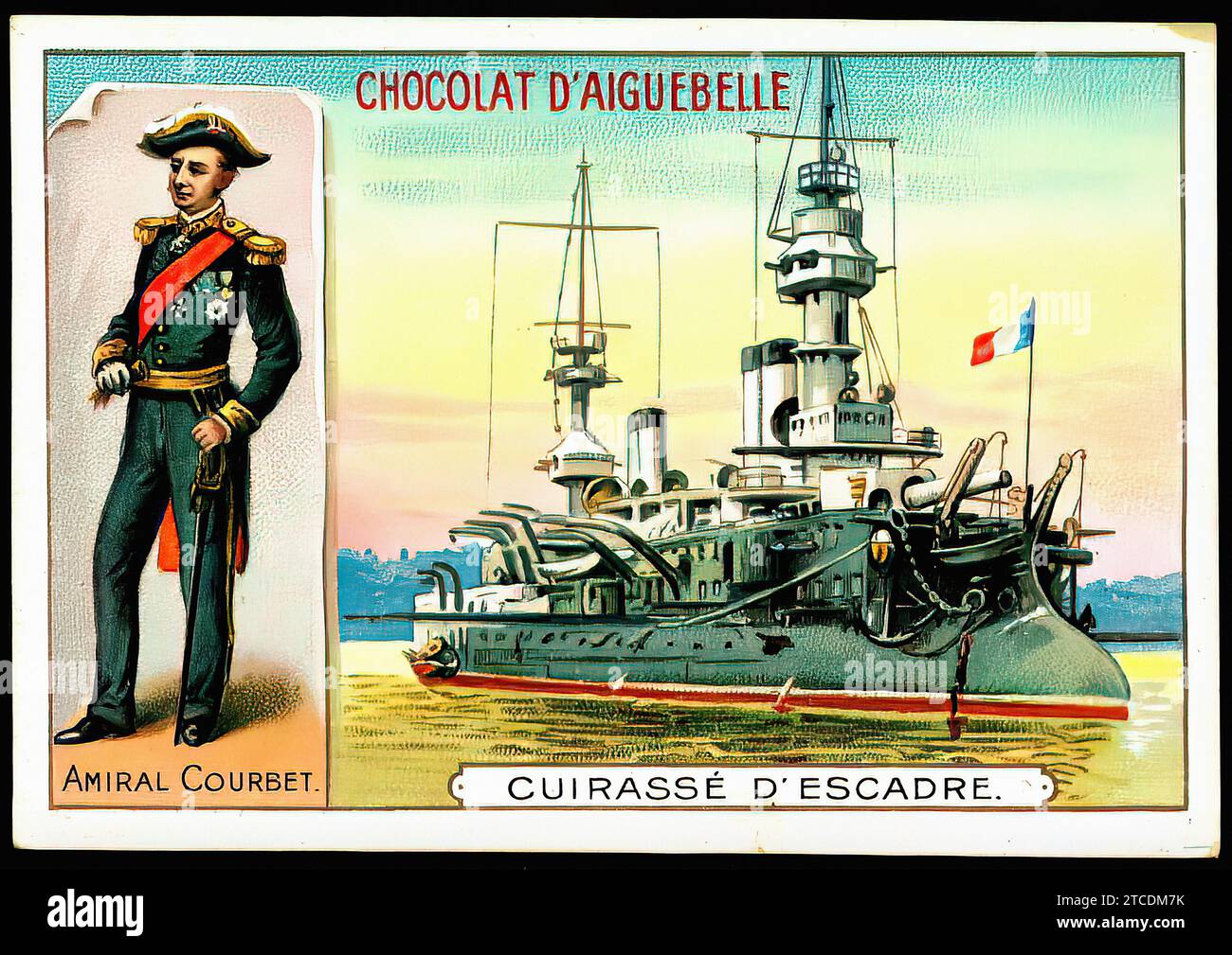 French Battleship - Vintage Tradecard Stock Photo - Alamy