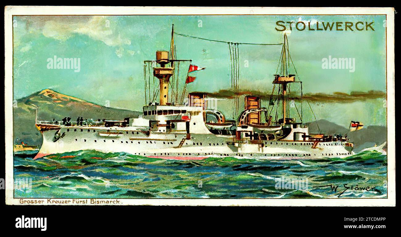 German Warships 1 - Vintage Stollwerck Stock Photo - Alamy